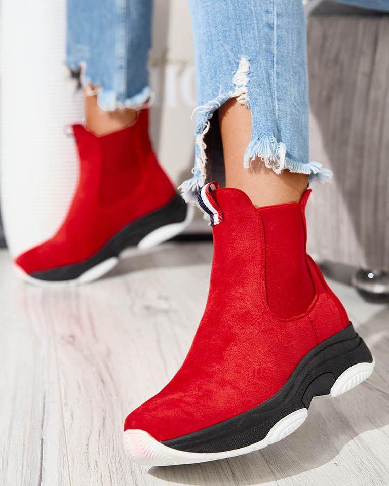 Női piros szigetelt eco velúr csizma Ducti- Footwear - piros ...