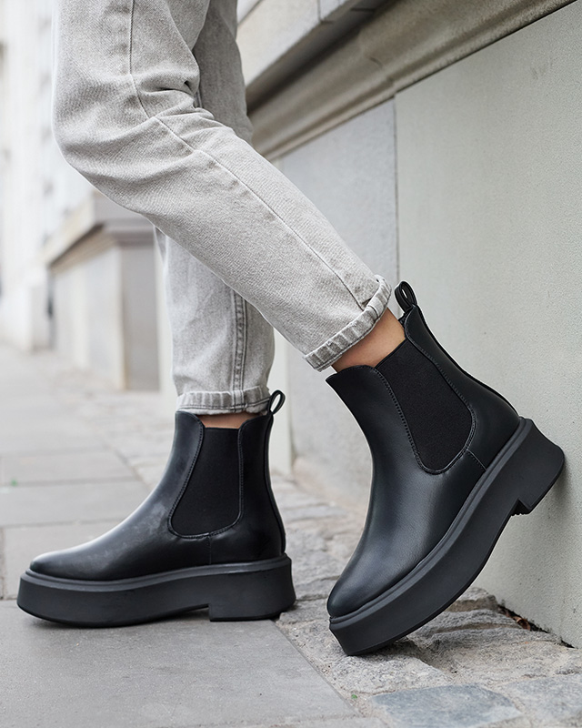 Női platform csizma fekete színben Emallo - Lábbeli - fekete ...